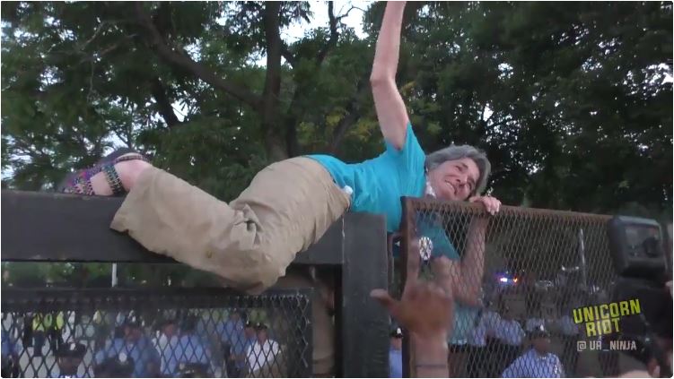VIDEO: Elderly woman climbs over 8-foot 'no-scale' DNC fence ...