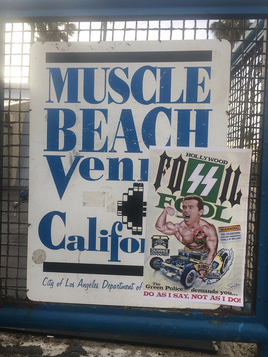 'Hollywood Fossil Fool' street art skewers Schwarzenegger in LA ...