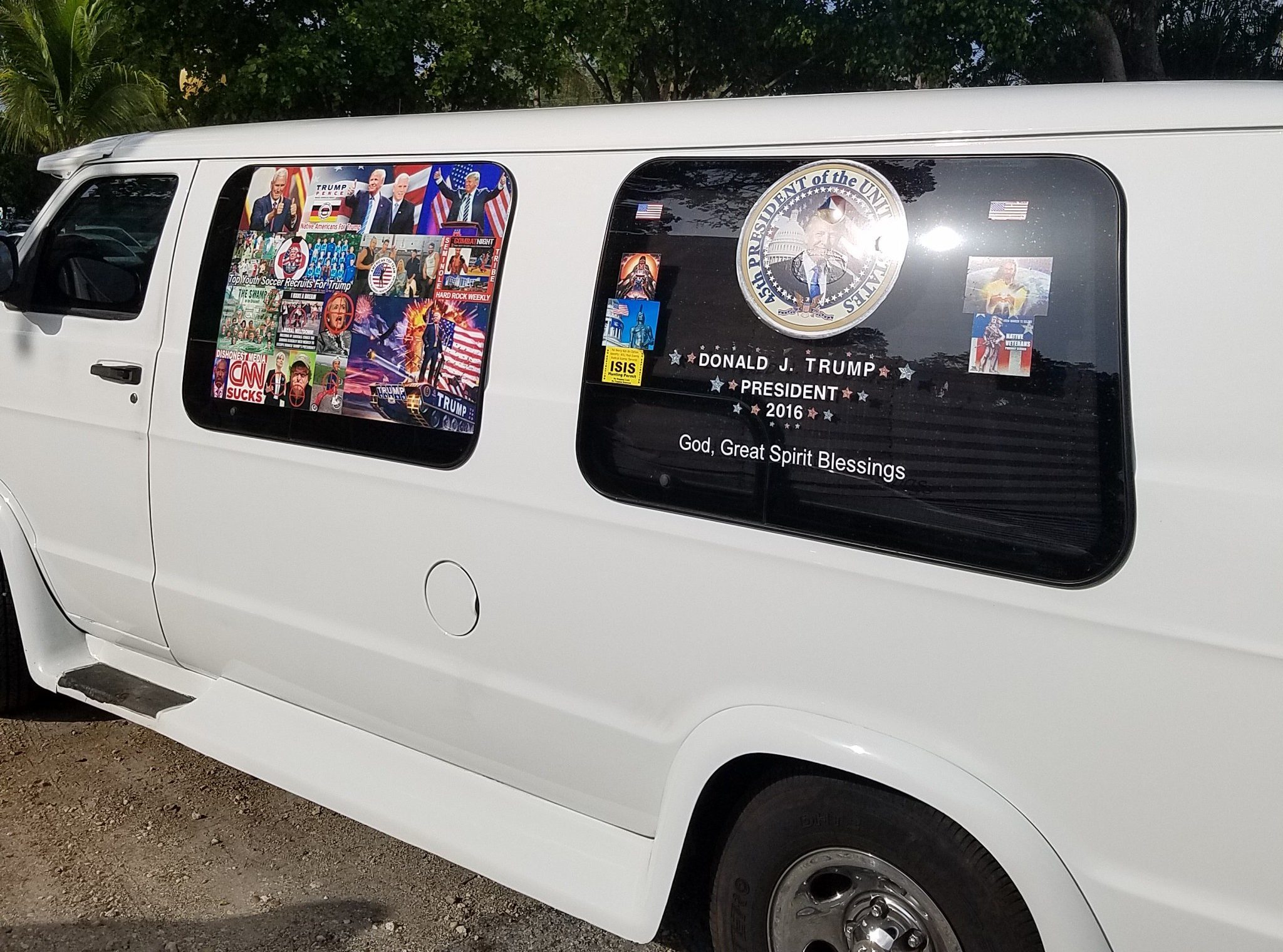 PHOTOS: Bomb suspect's van covered in soccer rankings, pro-Trump ...