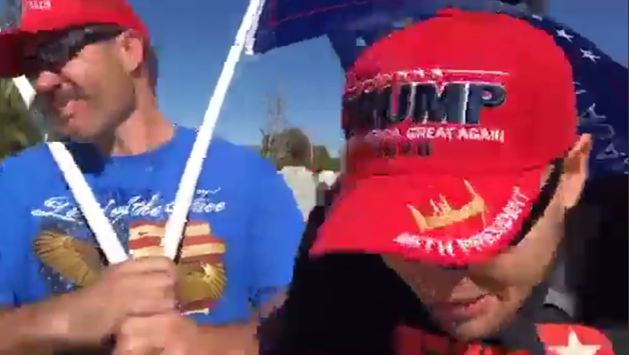 Can of 'bong water' thrown at kids waving flags for Trump ...