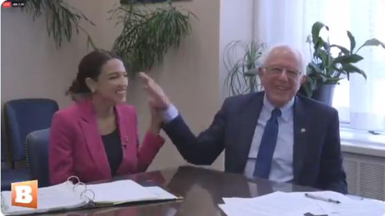 VIDEO: Bernie, AOC engage in awkward 'hug' after bill announcement ...